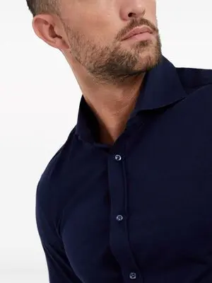 Brunello Cucinelli Spread-collar Cotton Shirt - Blue