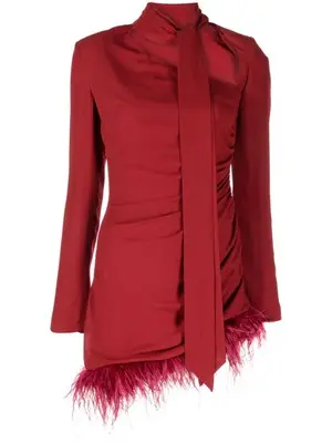 DE LA VALI Avenue Feather-trim Minidress