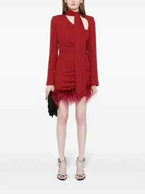 DE LA VALI Avenue Feather-trim Minidress