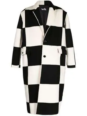 HACULLA. Check-pattern Wool Coat - Black