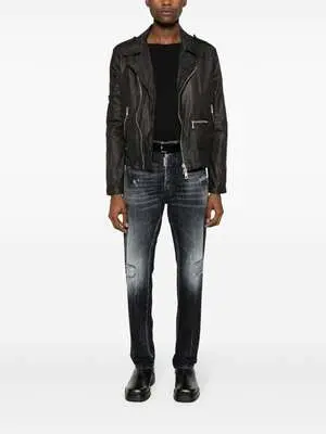 GIORGIO BRATO Crinkled Leather Biker Jacket