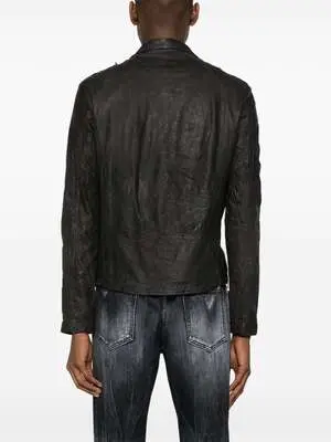 GIORGIO BRATO Crinkled Leather Biker Jacket