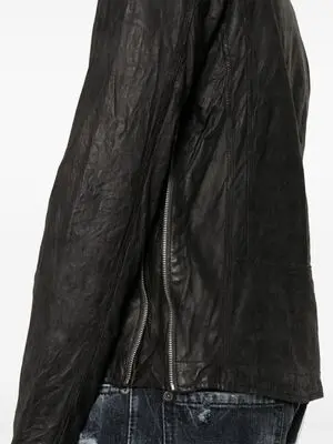 GIORGIO BRATO Crinkled Leather Biker Jacket