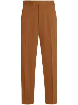 Zegna Pressed-crease Straight-leg Trousers - Brown