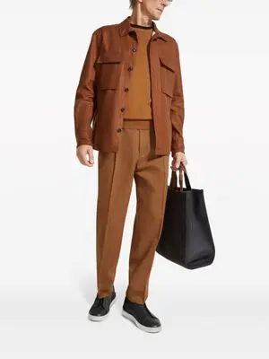 Zegna Pressed-crease Straight-leg Trousers - Brown