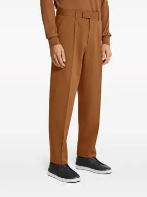 Zegna Pressed-crease Straight-leg Trousers - Brown
