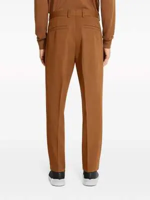 Zegna Pressed-crease Straight-leg Trousers - Brown