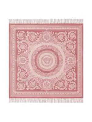 Versace Crete De Fleur-pattern Fringed Blanket
