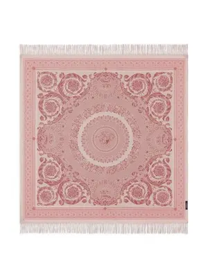 Versace Crete De Fleur-pattern Fringed Blanket