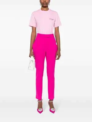 MSGM Logo-embroidered Cotton T-shirt - Pink