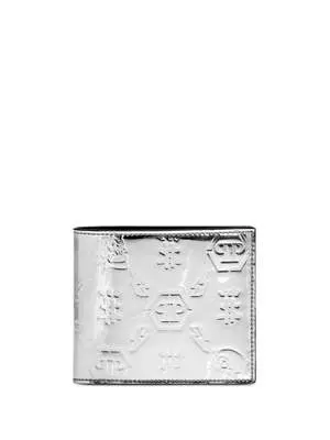 Philipp Plein Monogram-embossed Metallic Wallet - Silver