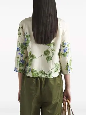 Prada Floral-print Silk Shirt - Neutrals