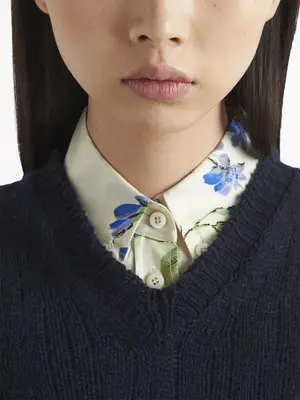 Prada Floral-print Silk Shirt - Neutrals