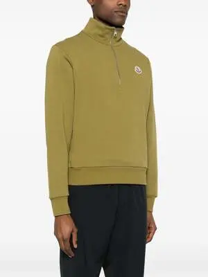 Moncler Appliqué-logo Cotton Sweatshirt - Green