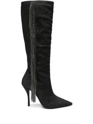 STUART WEITZMAN Crystal Fringe Knee-high Boots