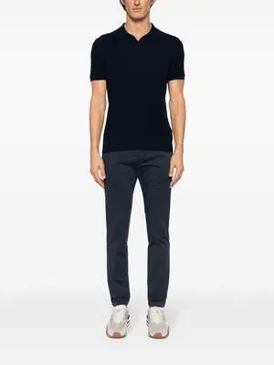 BRIGLIA 1949 Low-rise Stretch-cotton Tapered Chinos - Blue