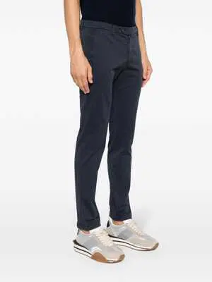 BRIGLIA 1949 Low-rise Stretch-cotton Tapered Chinos - Blue
