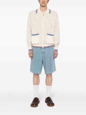 Gcds Logo Intarsia Knit Zip-up Cardigan