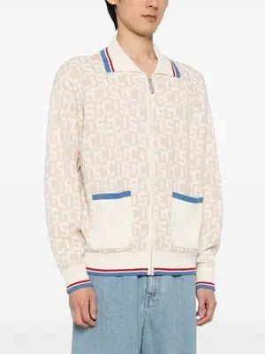 Gcds Logo Intarsia Knit Zip-up Cardigan