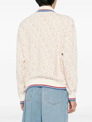 Gcds Logo Intarsia Knit Zip-up Cardigan