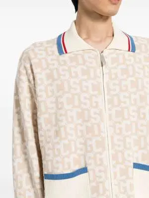 Gcds Logo Intarsia Knit Zip-up Cardigan