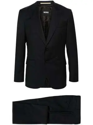 BOSS Single-breasted Virgin Wool Suit - Blue
