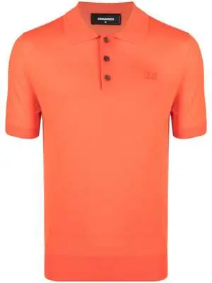 Dsquared2 Logo-embroidered Virgin Wool Polo Shirt - Orange