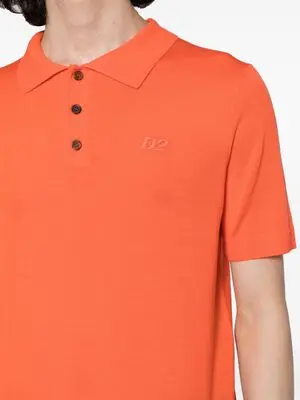 Dsquared2 Logo-embroidered Virgin Wool Polo Shirt - Orange