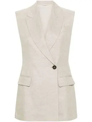 Brunello Cucinelli Metallic-threading Sleeveless Blazer