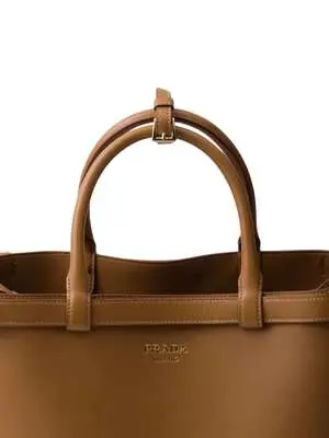 Prada Medium Leather Handbag With Double Belt And Buckles