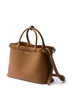 Prada Medium Leather Handbag With Double Belt And Buckles