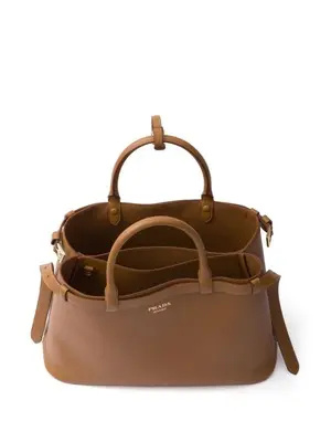 Prada Medium Leather Handbag With Double Belt And Buckles