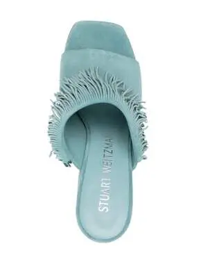 STUART WEITZMAN Tia Fringe Suede Sandals - Blue