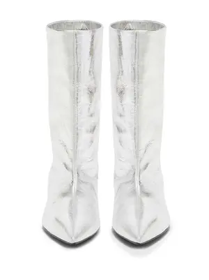 JIL SANDER Metallic Leather Ankle Boots - Grey