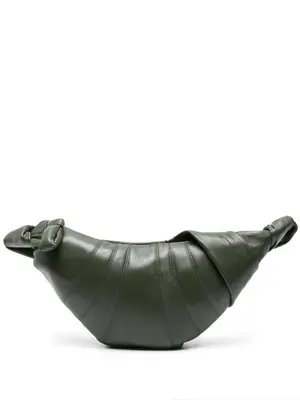 LEMAIRE Small Croissant Leather Shoulder Bag Green