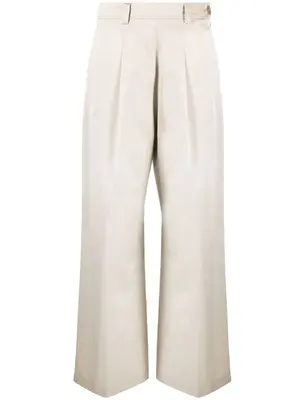FORTE_FORTE Herringbone Straight-leg Trousers - Neutrals
