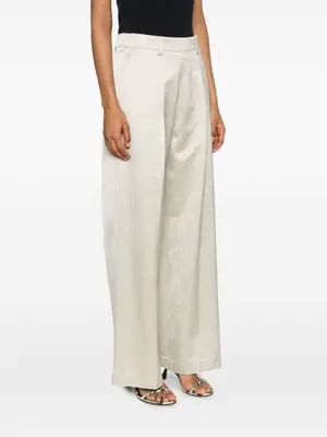 FORTE_FORTE Herringbone Straight-leg Trousers - Neutrals