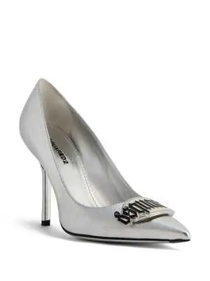 Dsquared2 100mm Logo-plaque Leather Pumps - Silver