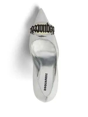 Dsquared2 100mm Logo-plaque Leather Pumps - Silver