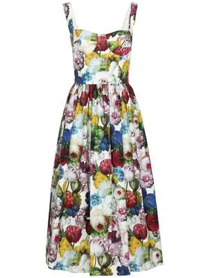 Dolce & Gabbana Floral-print Midi Dress - Blue