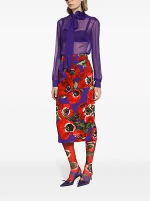 Dolce & Gabbana Pussy-bow Silk-chiffon Blouse - Purple
