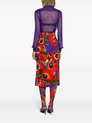 Dolce & Gabbana Pussy-bow Silk-chiffon Blouse - Purple