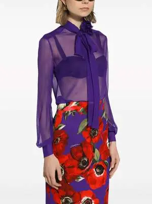 Dolce & Gabbana Pussy-bow Silk-chiffon Blouse - Purple