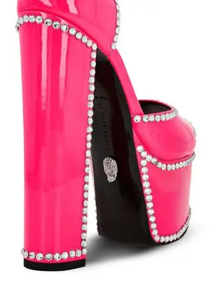 Philipp Plein Crystal-embellished Leather Platform Pumps - Pink