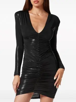 Philipp Plein Padded-shoulder Lamé Minidress