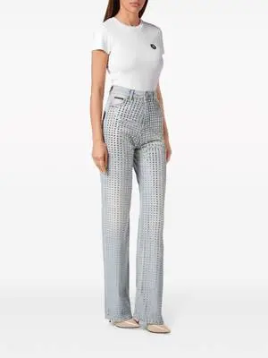Philipp Plein Crystal-embellished Pinstripe Flare Jeans