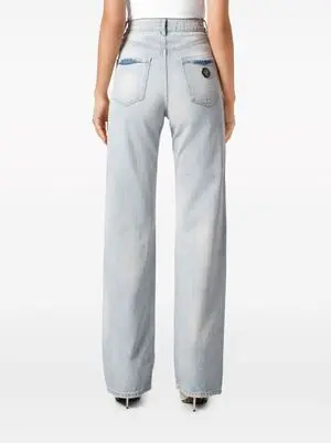 Philipp Plein Crystal-embellished Pinstripe Flare Jeans