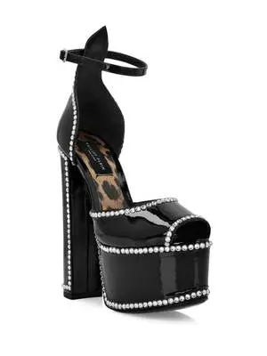 Philipp Plein Crystal-embellished Heeled Platform Sandals - Black