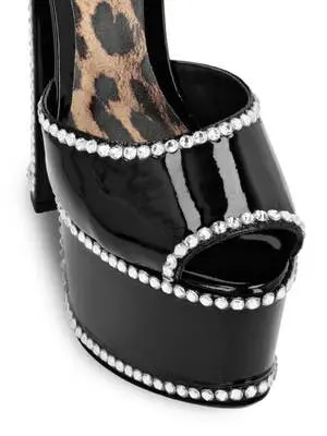Philipp Plein Crystal-embellished Heeled Platform Sandals - Black