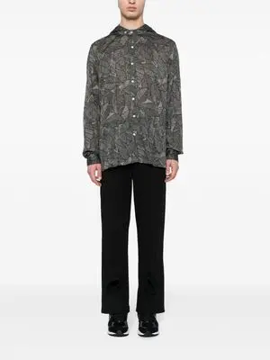 MOSTLY HEARD RARELY SEEN Leaf-print Hooded Shirt - Grey